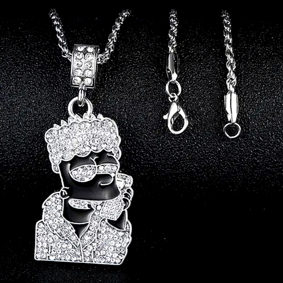 cartoon character | Accessories | Iced Out Bart Simpson Black And ...
